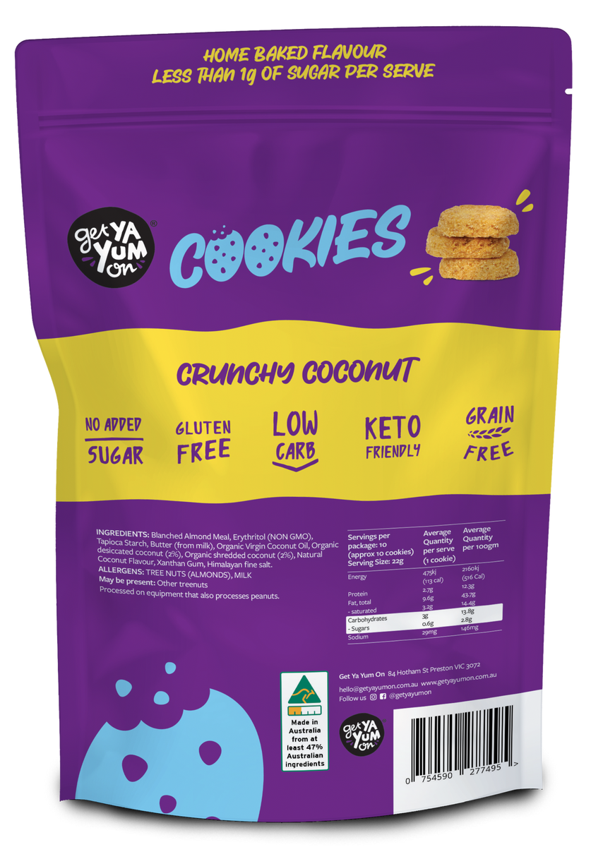 BIGGER Cookies Crunchy Coconut 220g – GetYaYumOn