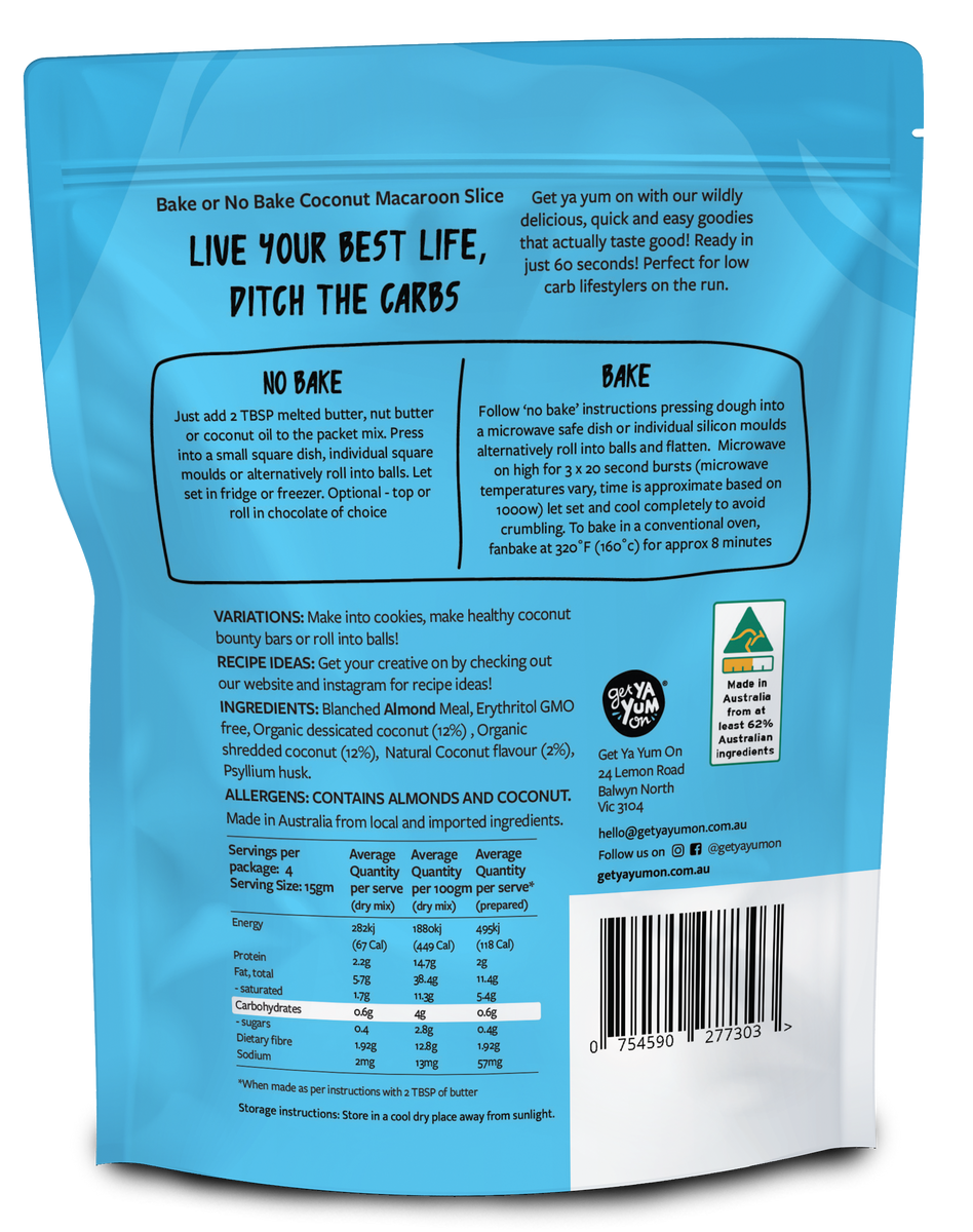 Coconut Macaroon Slice 60g - NO BAKE OR BAKE – GetYaYumOn