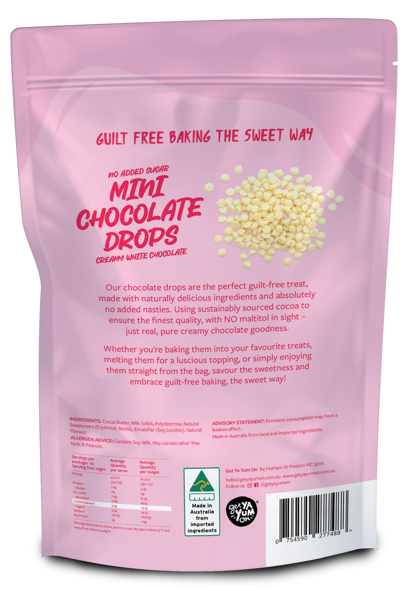 NEW! Mini White Chocolate Drops - No Sugar Added – GetYaYumOn